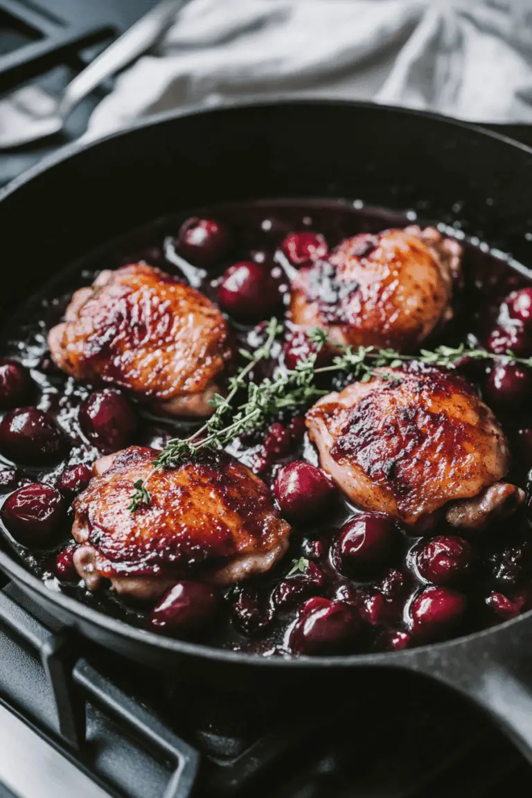 Cherry Balsamic Chicken Thighs - One Pan, 45 Minutes