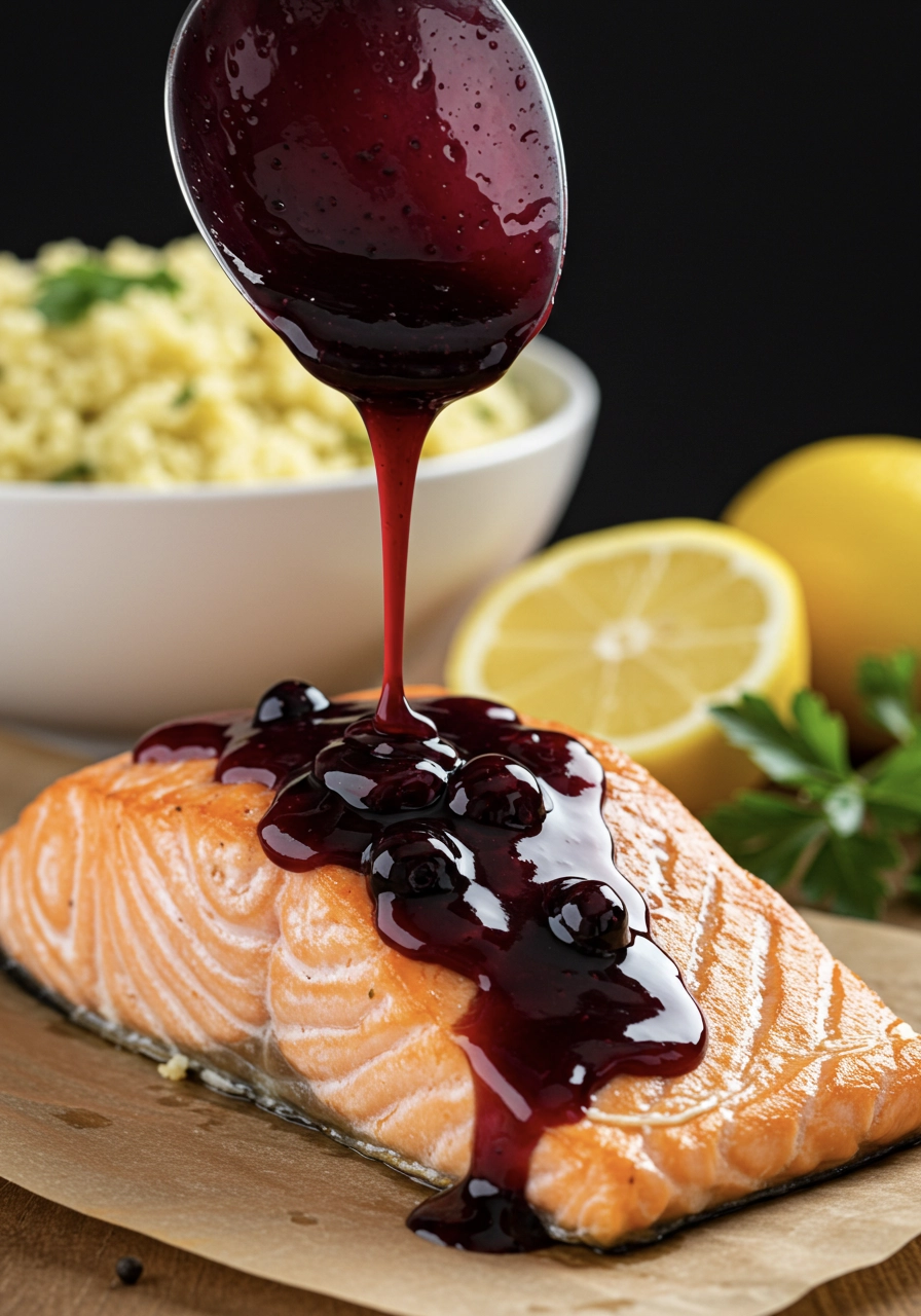 Blueberry Glazed Salmon With Lemon Herb Couscous