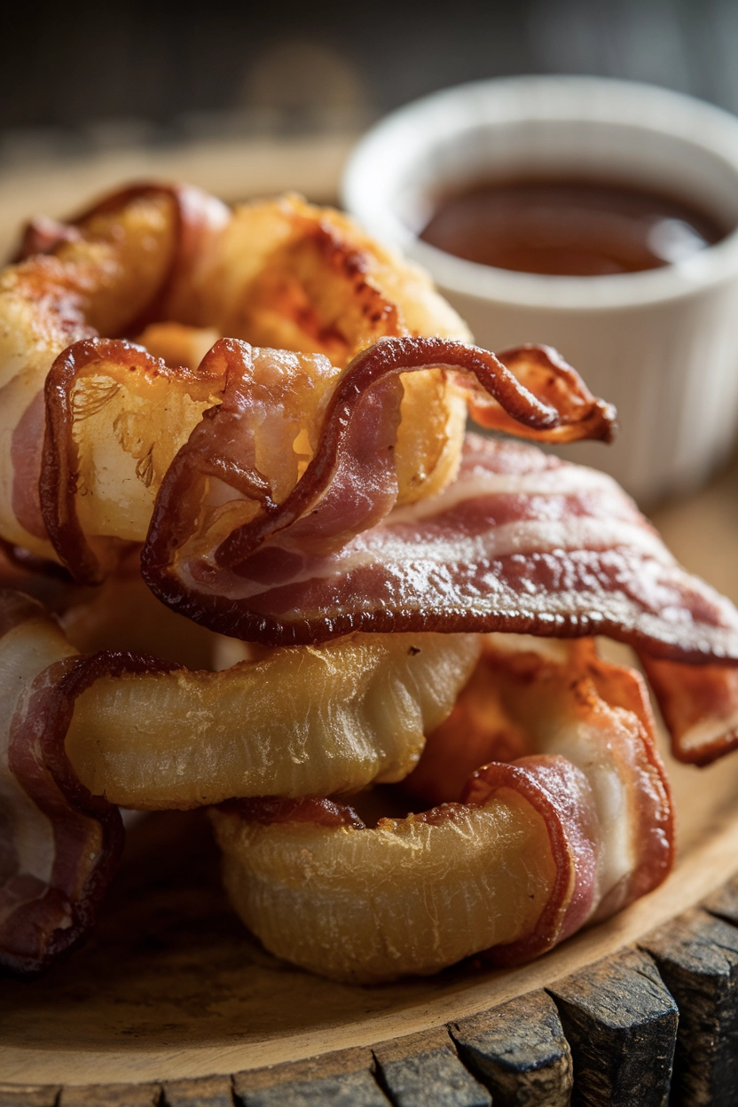 Air Fryer Bacon-Wrapped Onion Rings