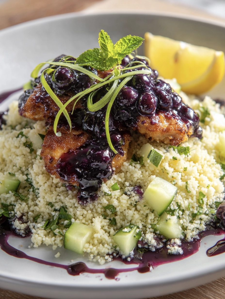 Irresistible Blueberry Basil Glazed Chicken With Lemon Couscous Confetti