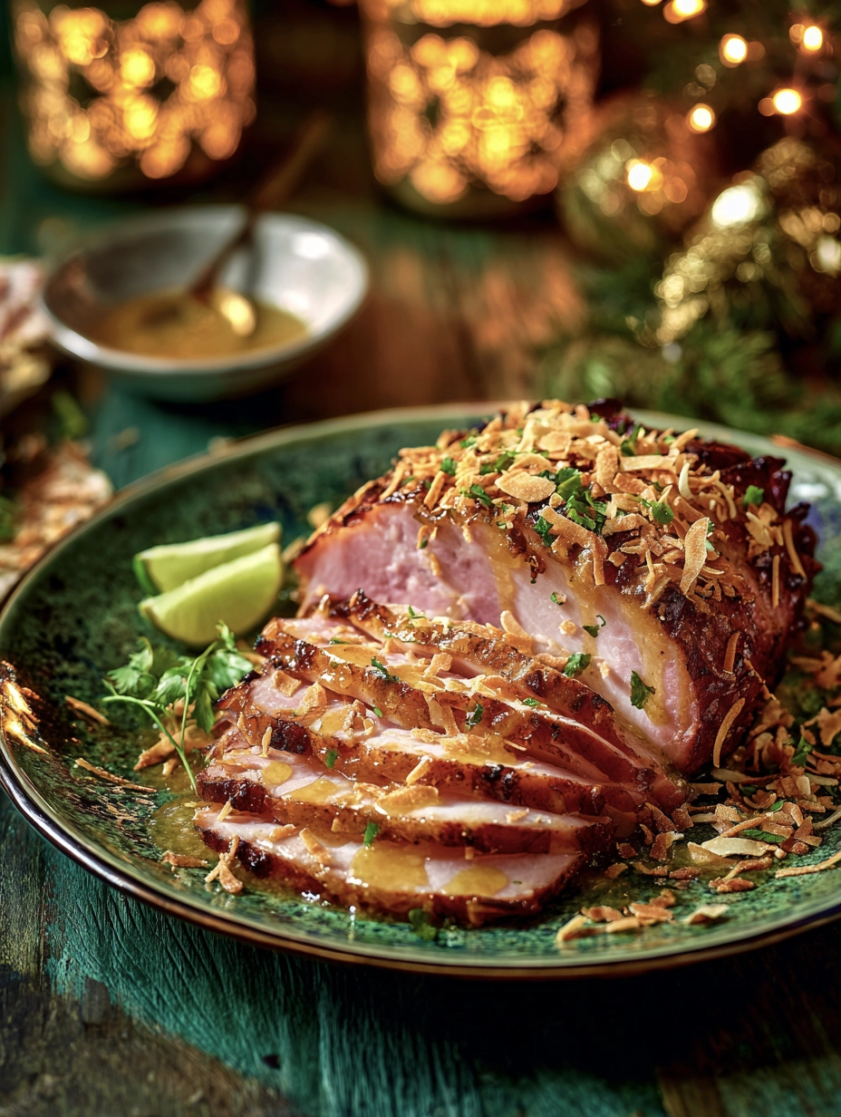 Irresistibly Sticky Pineapple Ginger Ham With Toasted Coconut Crunch